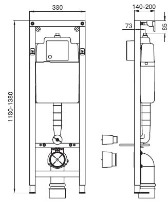 Система инсталляции для подвесного унитаза Wisa 3100 Carre WC Front арт ...